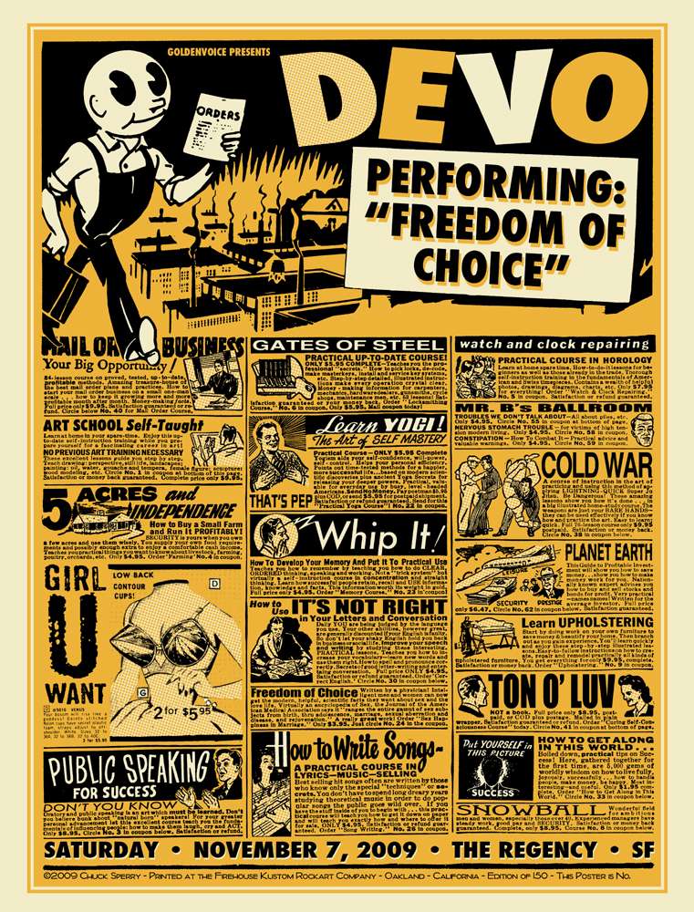 DEVO "Freedom of Choice" Poster - Chuck Sperry
